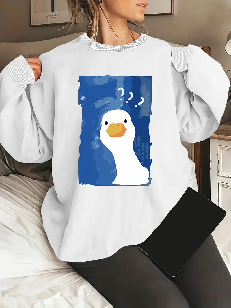 Cartoon Print Sweatshirt Plus Size Casual Long Sleeve Crew Temu New