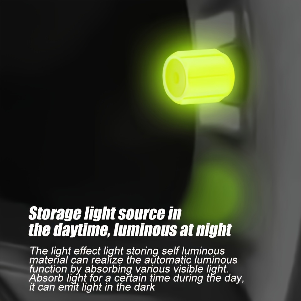 Fluorescent Tire Valve Cap Glow In Dark Universal Stem - Temu