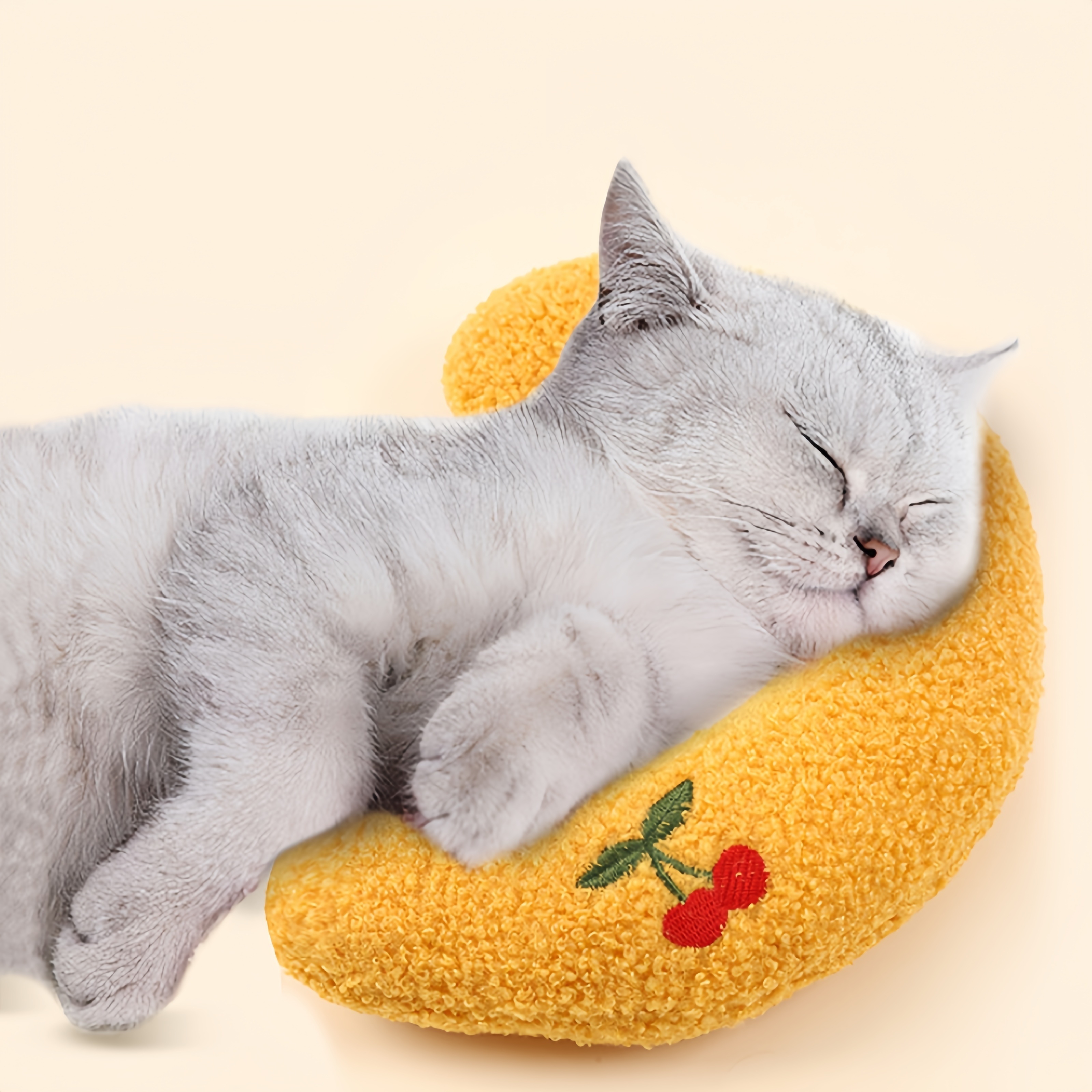1pc U-shaped Cat Nap Pillow - Soft Sponge Crescent Moon Cat Bed, Neck ...
