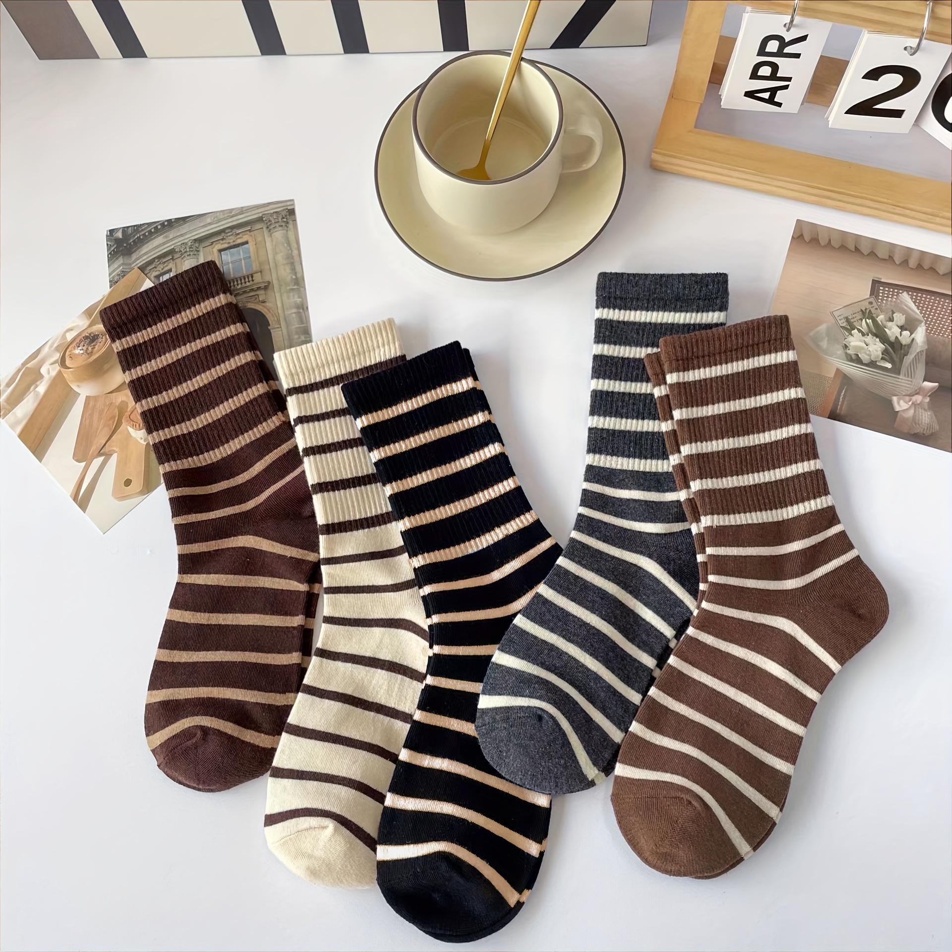 Striped Print Socks Casual Comfy Tube Socks Women's - Temu New Zealand