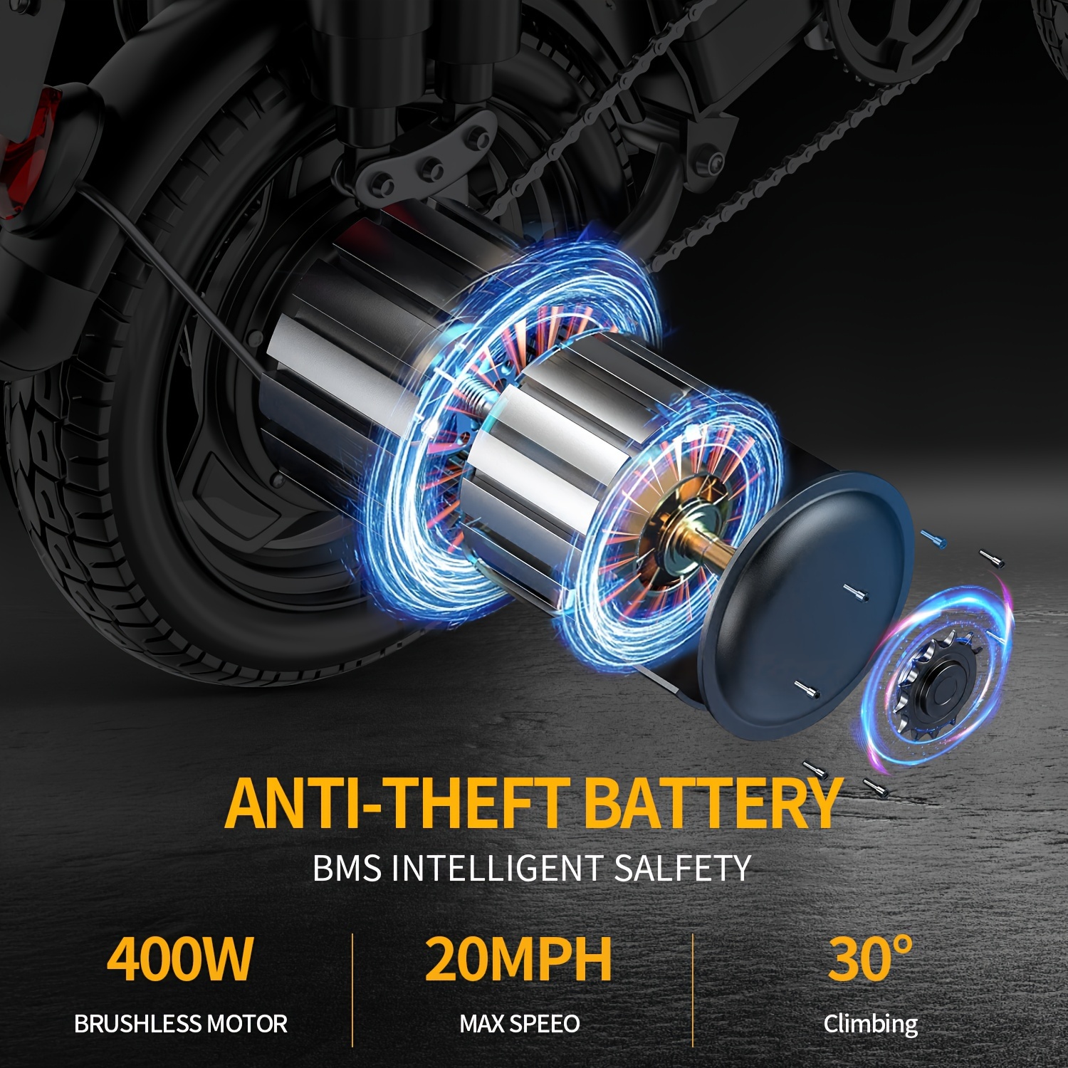 Electric Bike, 400w (500 ) Motor, 14" Tires, 20mph 35miles Range Ebikes ...