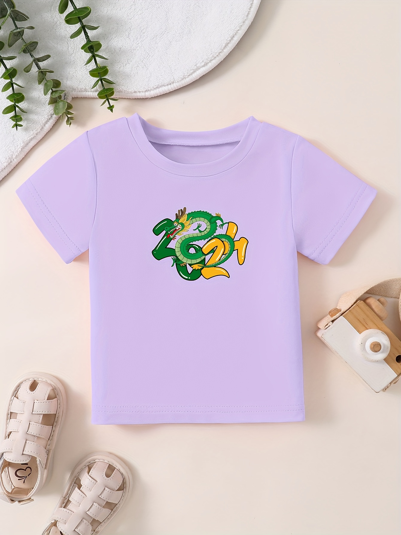 Camiseta Manga Corta Cuello Redondo Algodón Niñas Estampado Temu Mexico