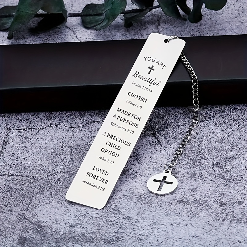 2-pack Inspirational Stainless Steel Bookmarks With Cross Pendant ...