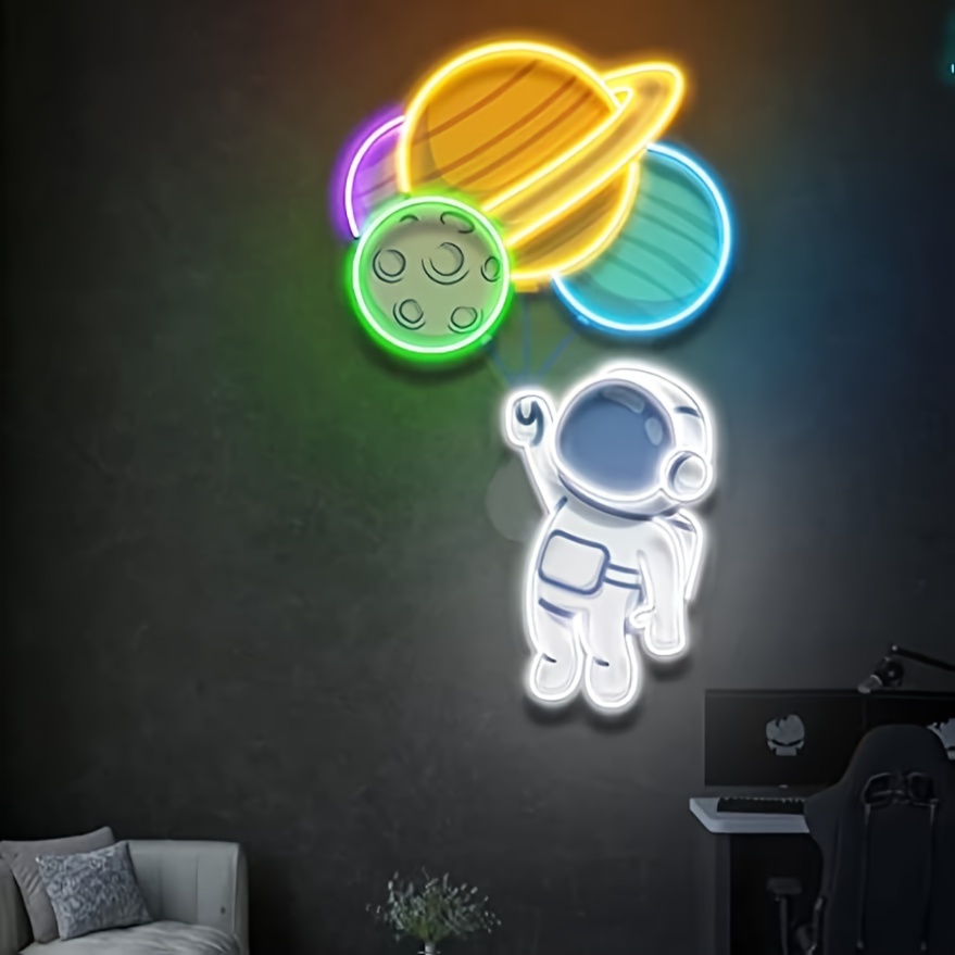 Neon Signs Balloon Astronaut Custom Artwork Neon Sign Wall - Temu