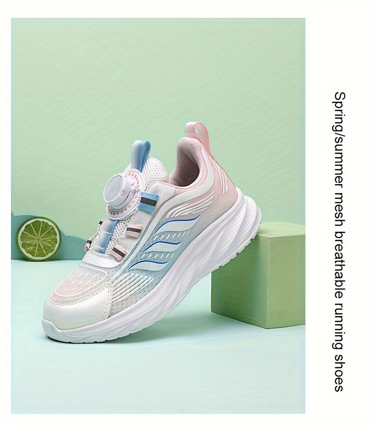 Casual Low Top Sneakers With Rotating Button For Boys, Breathable Anti ...