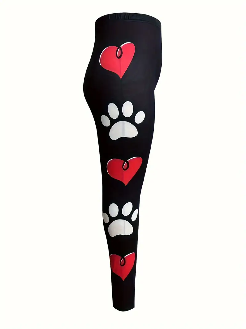 Plus Size Heart Claw Print Skinny Leggings Casual Every Day Temu