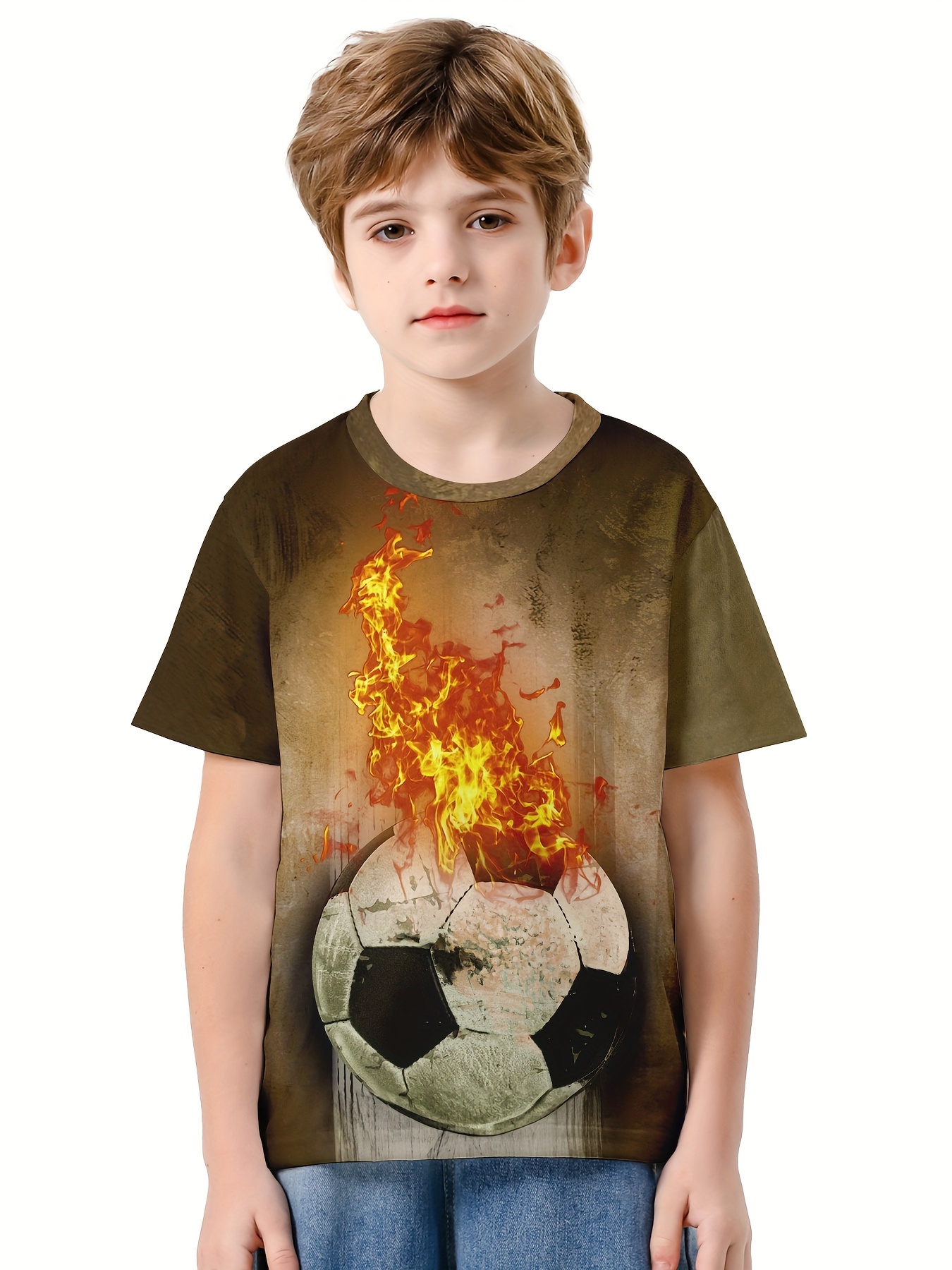 Boys' Athletic Football T shirt 3d Digital Print Stretch - Temu Kuwait