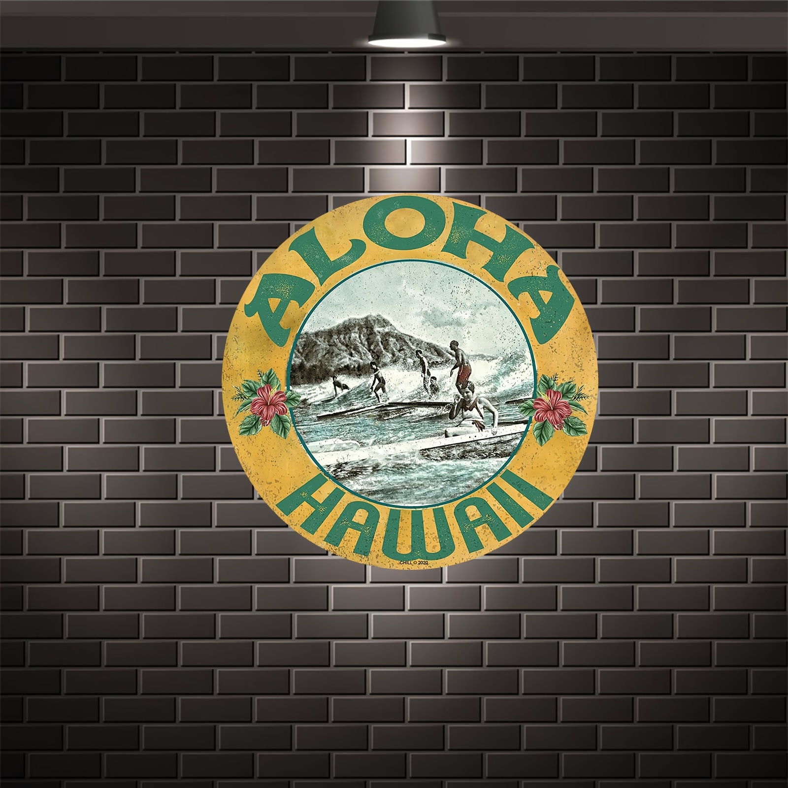 Vintage Volcano Lube Logo Round Aluminum Wall - Temu