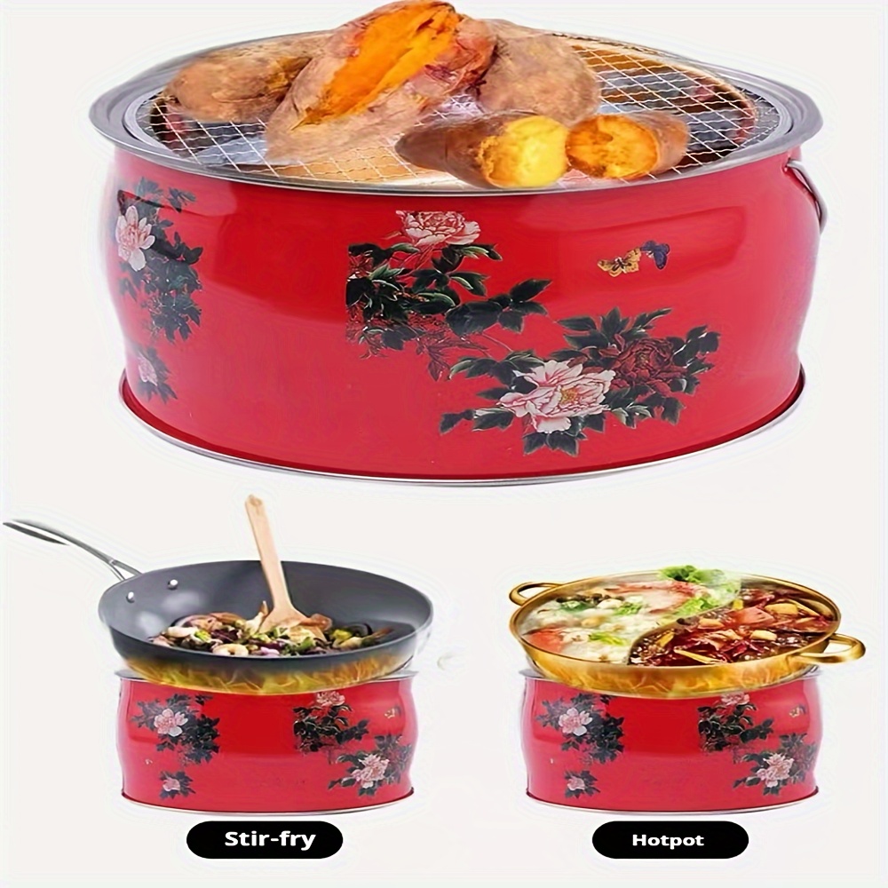 Outdoor Portable Fire Pit Grill Round Wood Burning Bbq - Temu