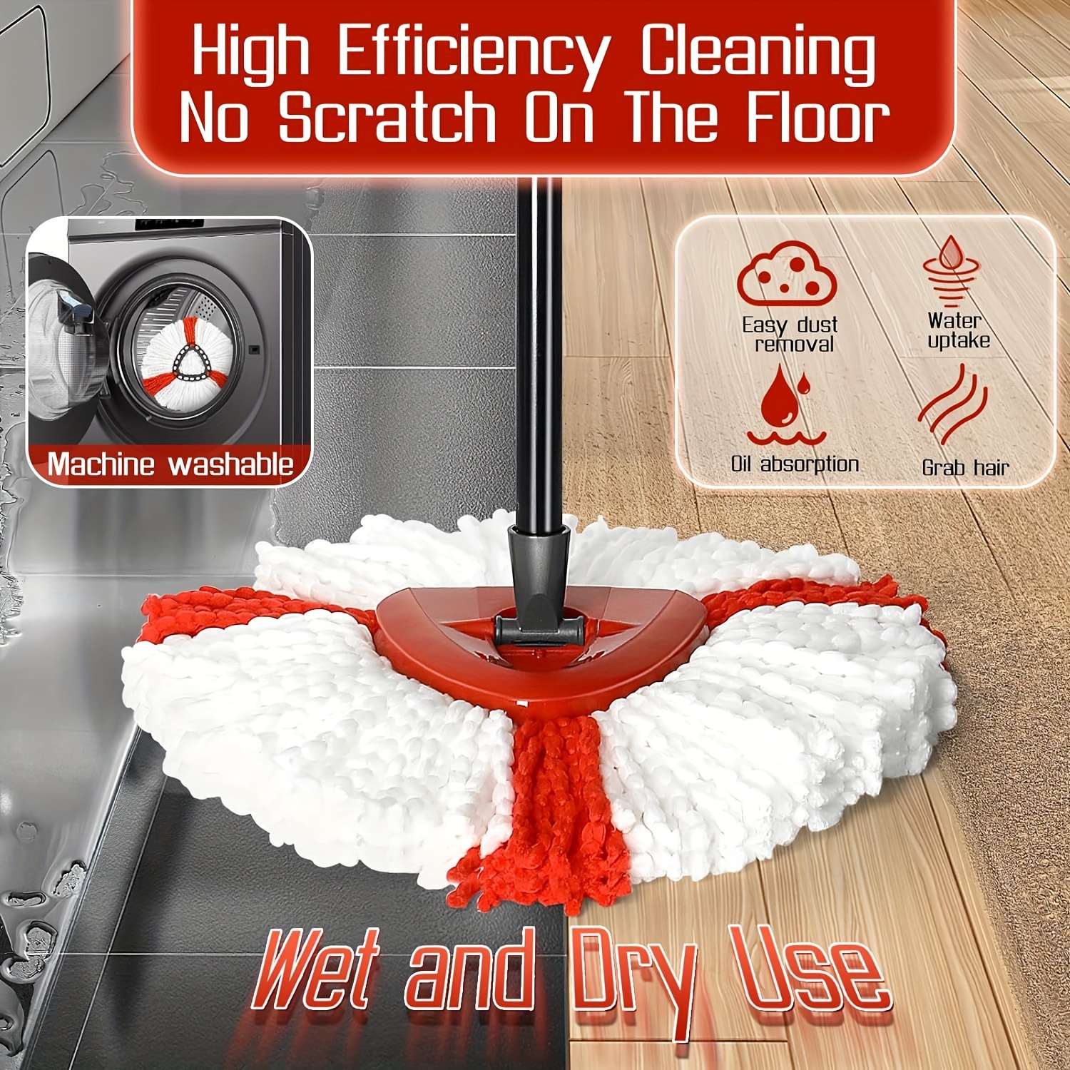 6-piece Easy Spin Mop Heads - Ultrafine Fiber, Machine Washable ...