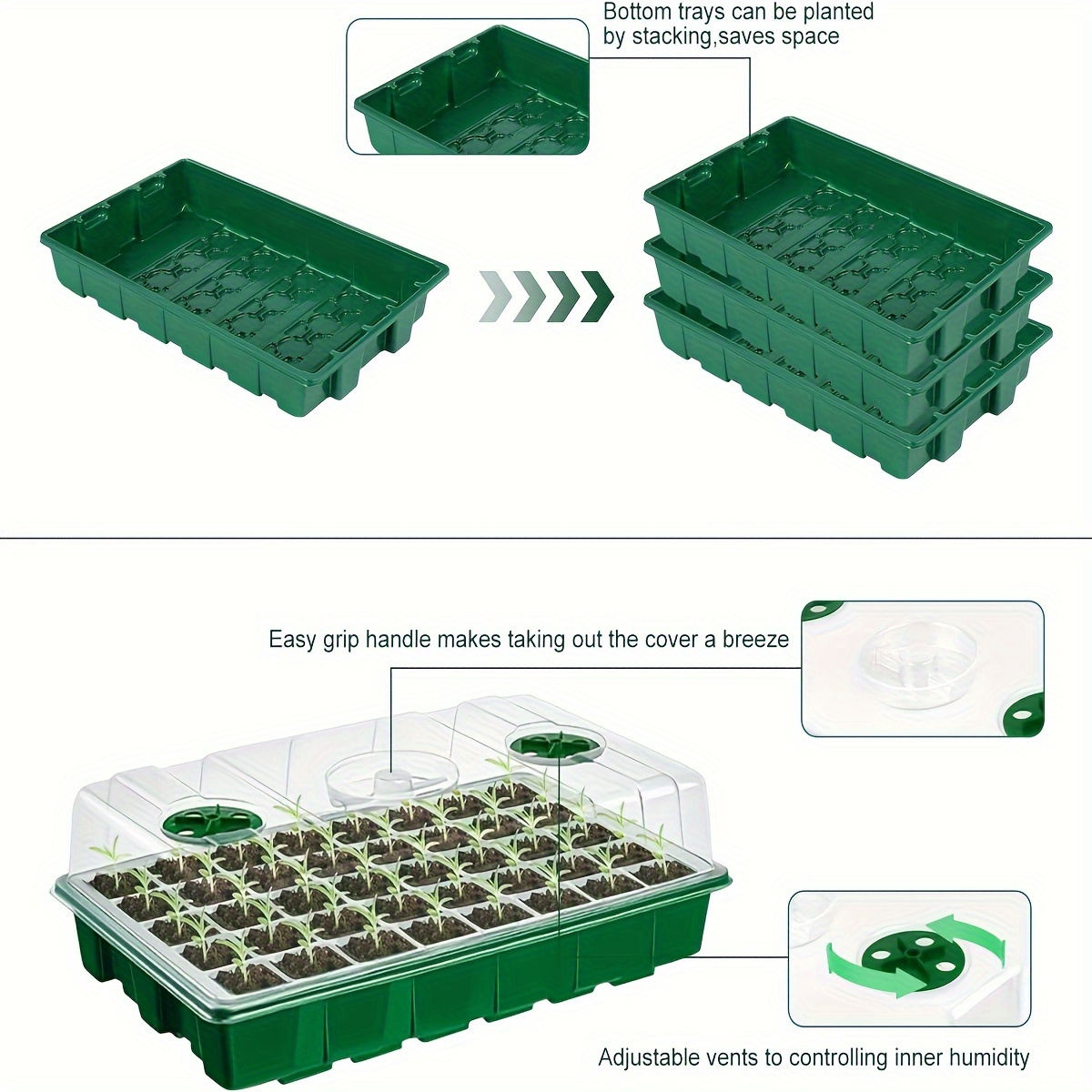 1 2 Packs Thicken Seedling Trays Seed Starter Tray Plant Seed Growing ...