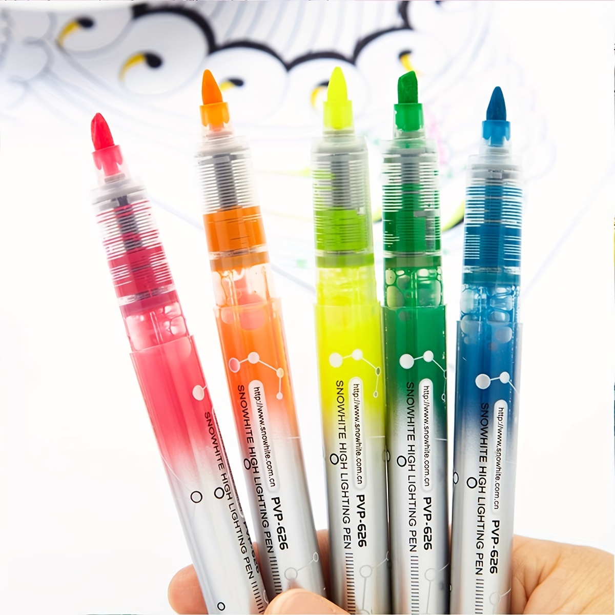 5-color/set Gel Pen Straight Liquid Fluorescent Pen Fluorescent Marker ...