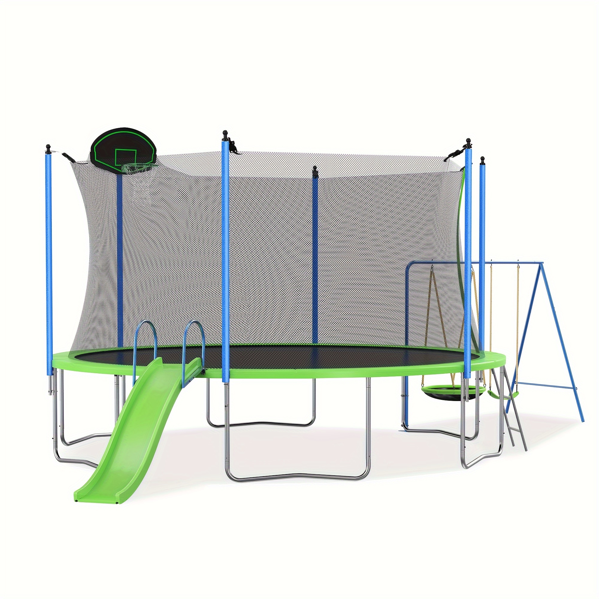 12 Foot Trampoline With Slide And Swing, Large Astm Approved ...