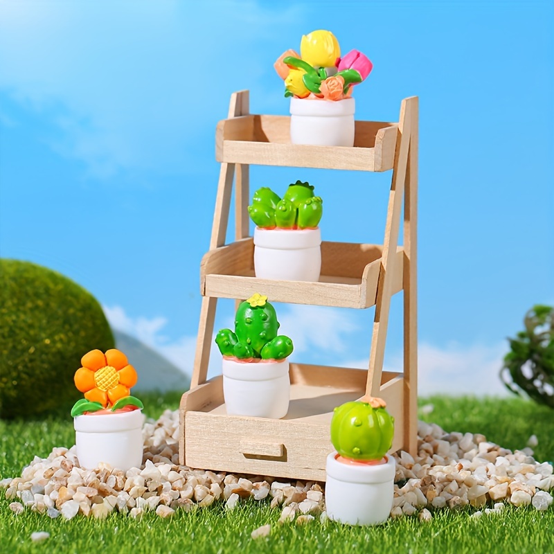 Miniature Cactus Flower Pots Dollhouse Realistic Models - Temu