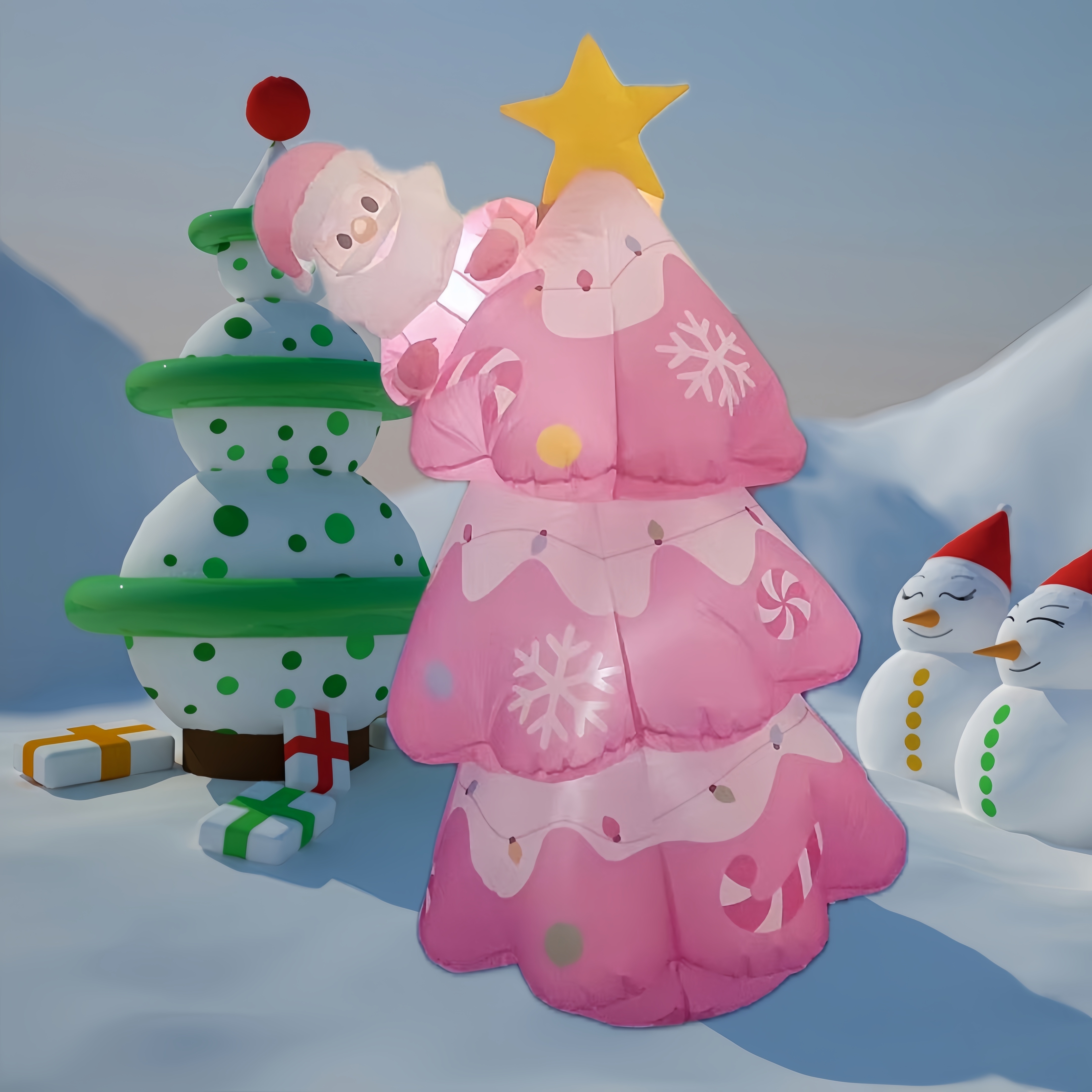 Inflatable Christmas Tree Decor Outdoor Led Light Quick Air - Temu