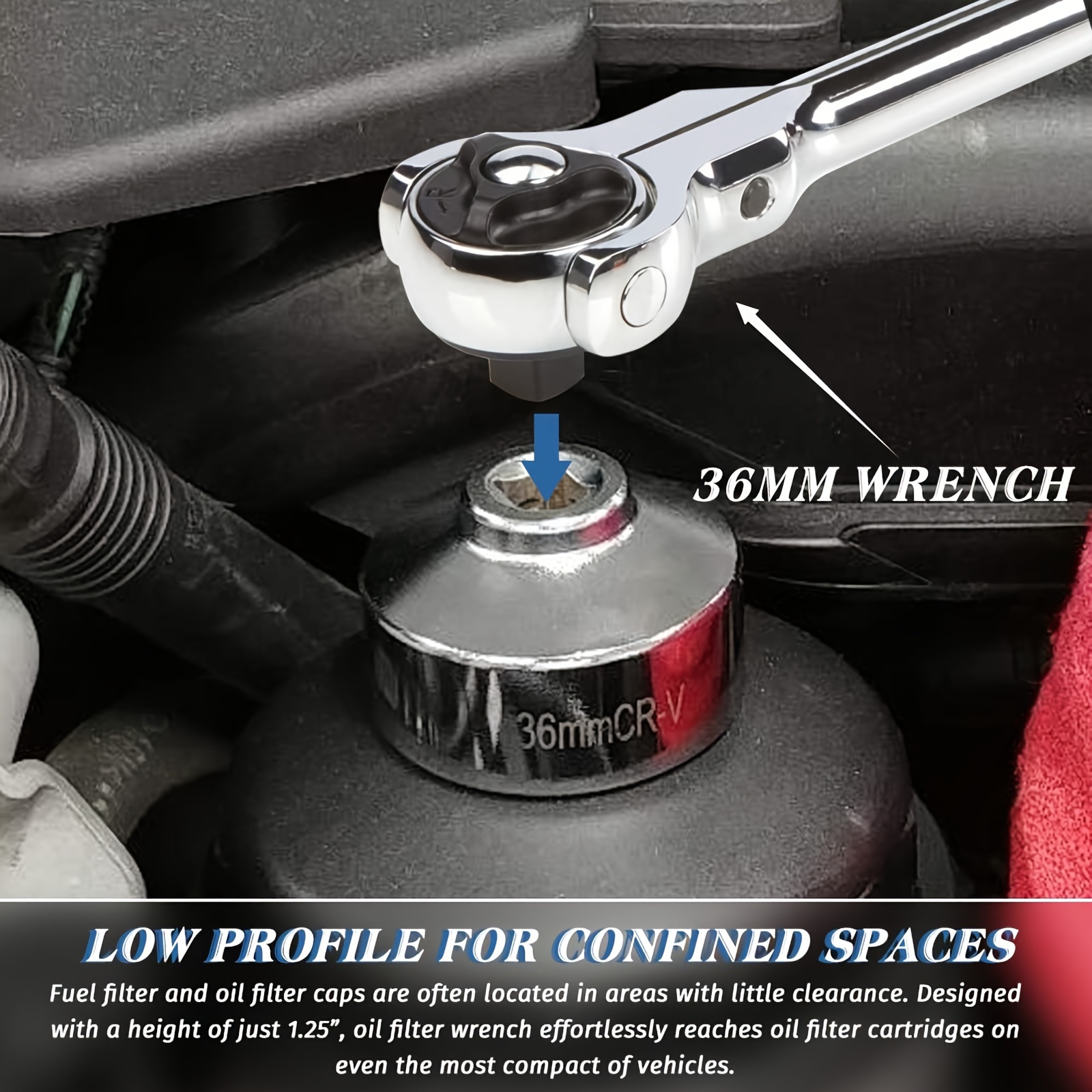 Metric Oil Filter Wrench Low Profile Crv Steel Socket Tool - Temu