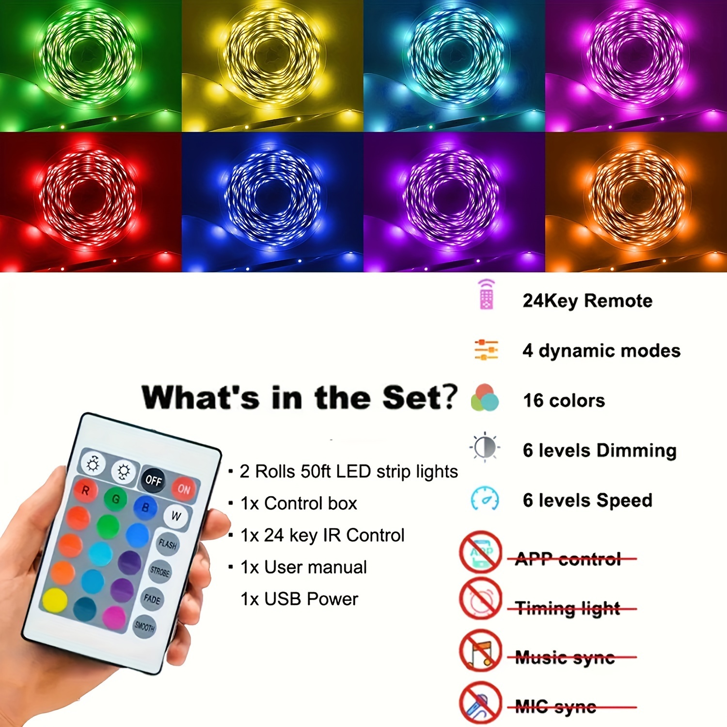 5050 Led Strip Lights Color Changing Strip Lights Bedroom - Temu United ...