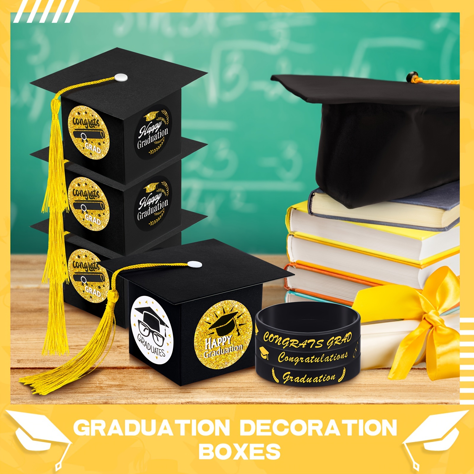 Graduation Cap Gift Boxes 24 Class 2023 Silicone Wristbands - Temu