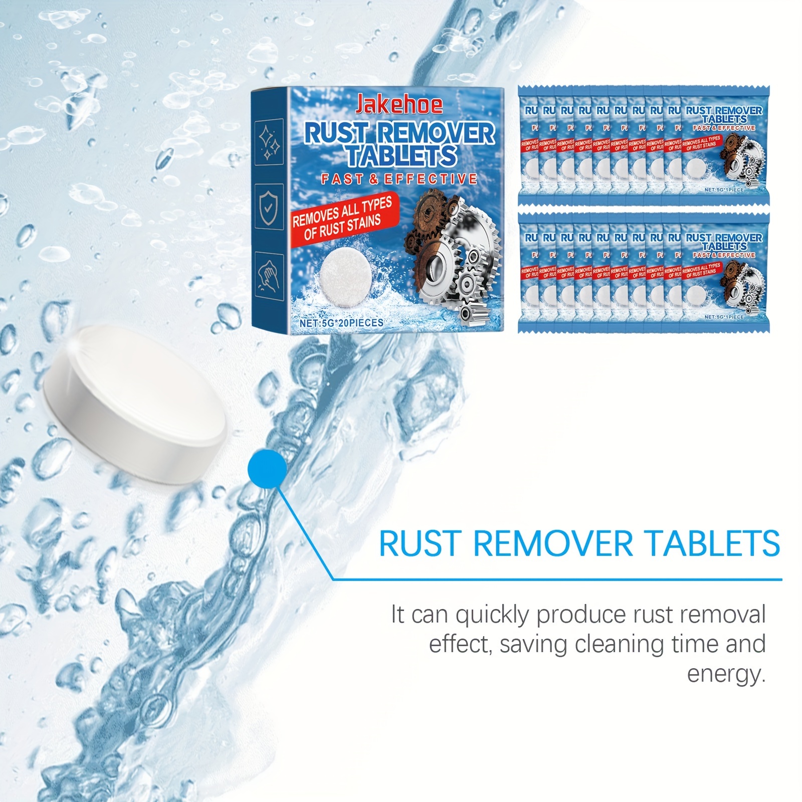 20pcs Multi Purpose Rust Remover Tablets Sodium Hydrogen Carbonate ...