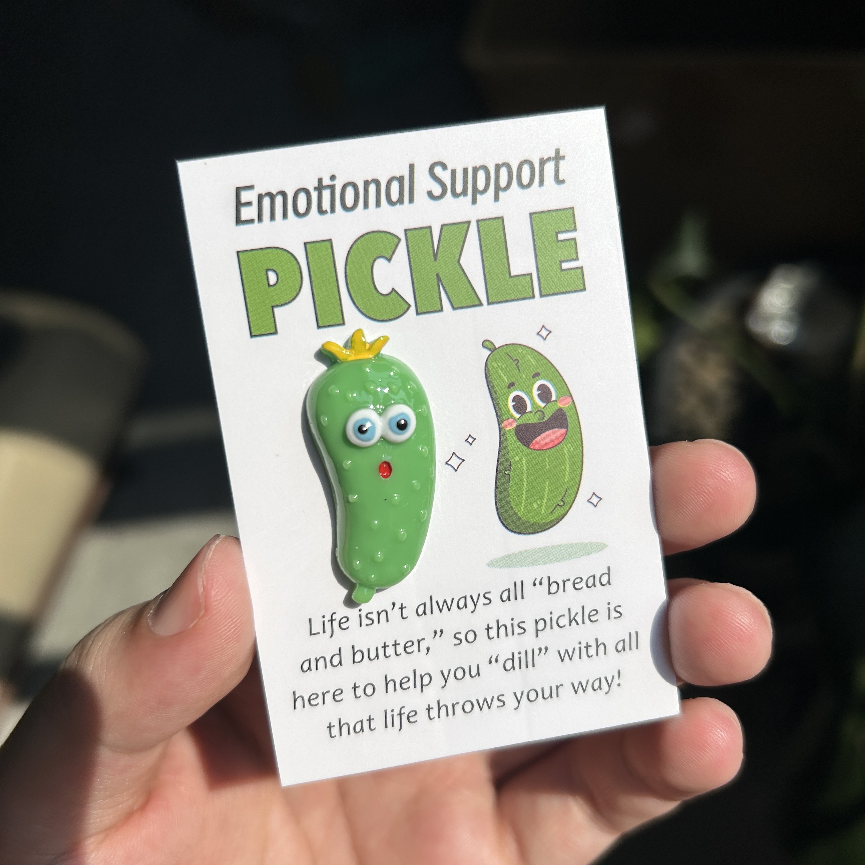 1pc Emotional Support Polyresin Pickle Pocket Hug Card Encouragement ...