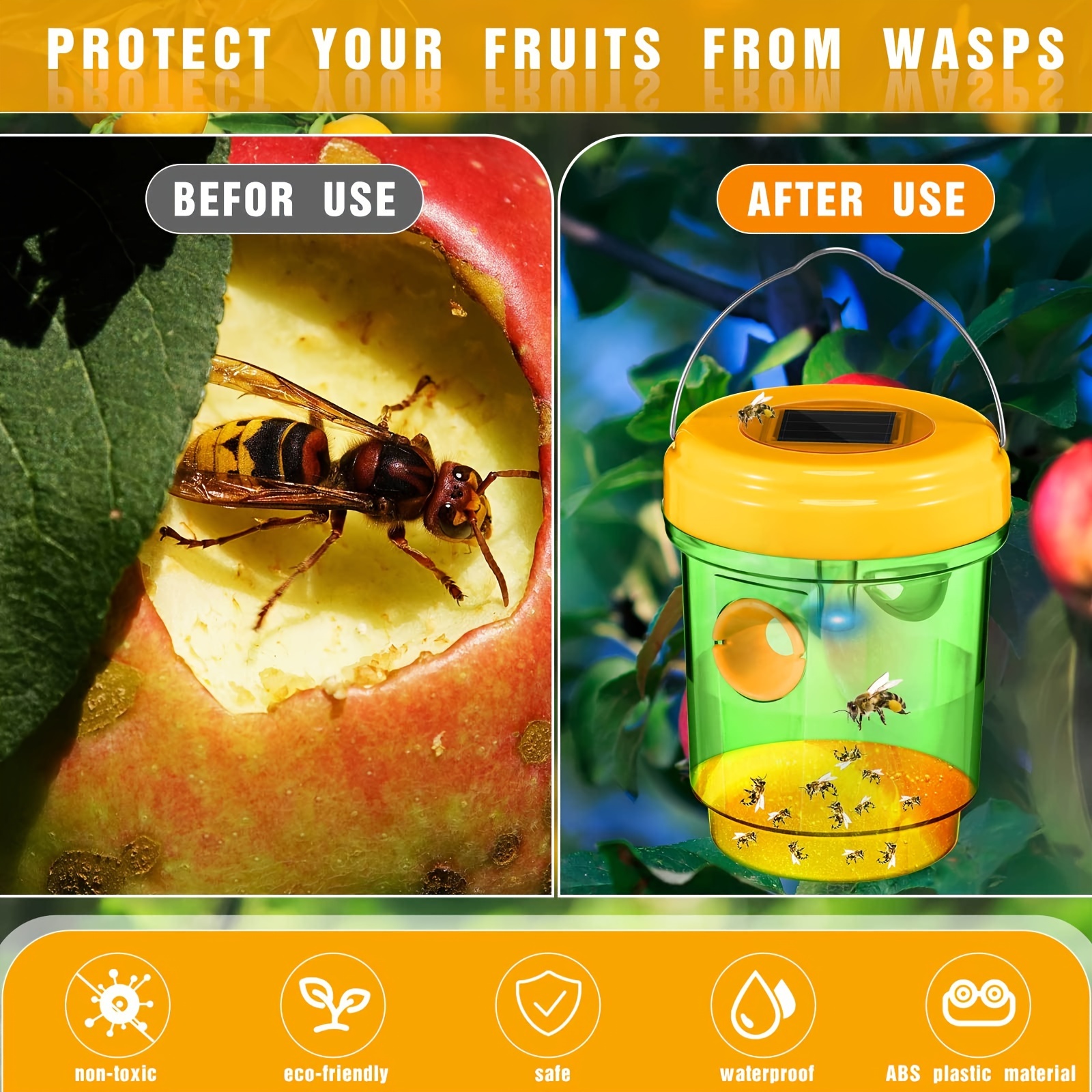 Wasp Traps Solar Powered Bee Trap Uv Led Light Outdoor - Temu