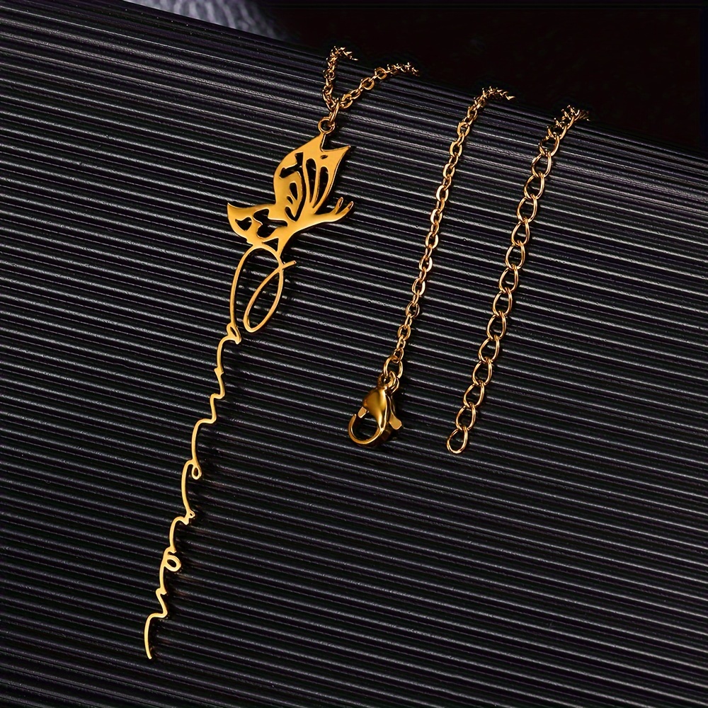 18k Gold Plated Personalized Name Necklace Butterfly Pendant - Temu ...
