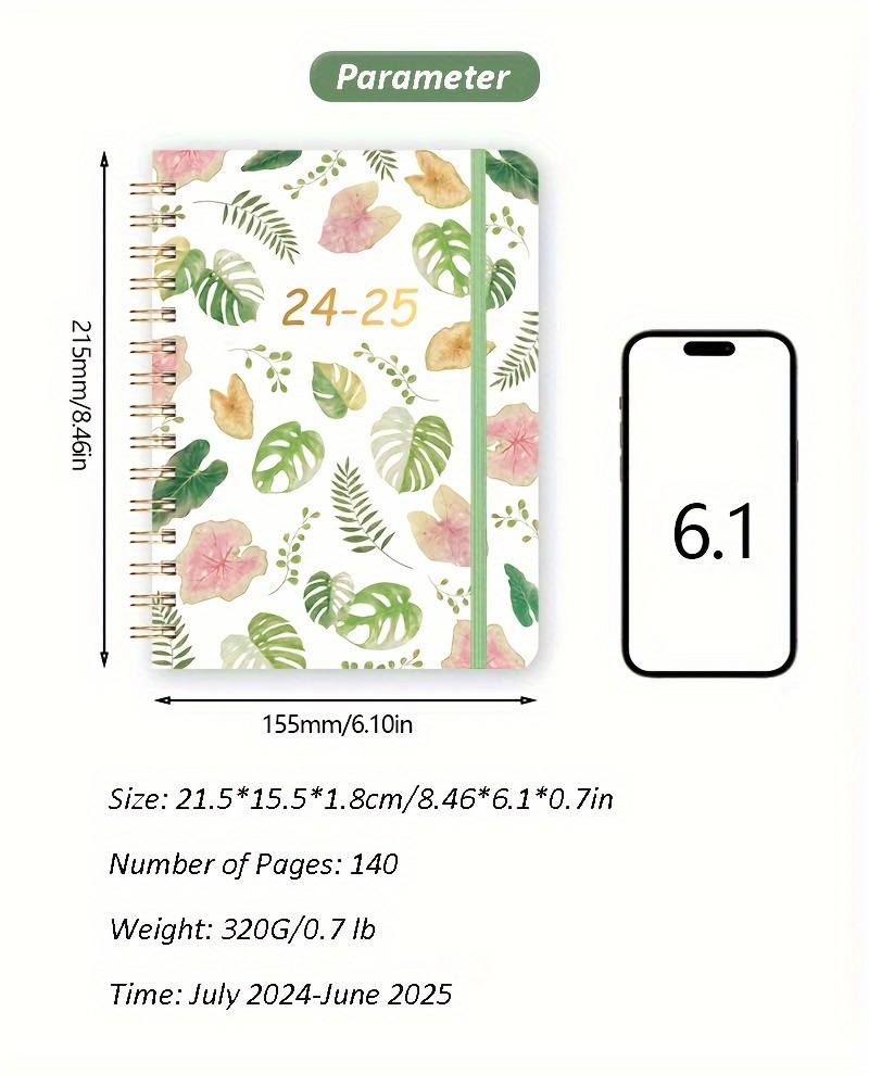 2024 2025 Botanical Planner Notepads Spiral Coil Blank Pages - Temu ...