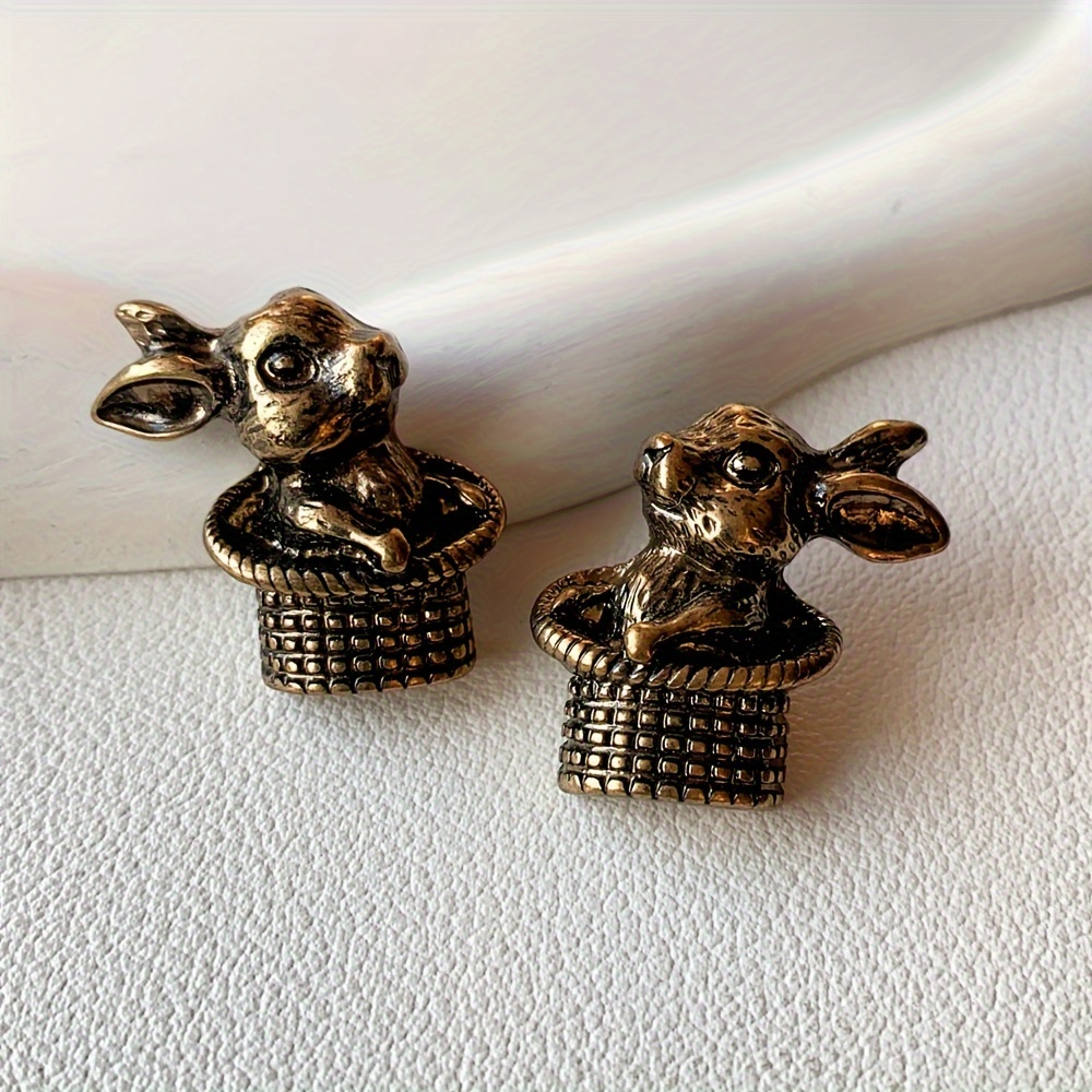 Hat Rabbit Design Stud Earrings Punk Style Easter Ear - Temu Canada