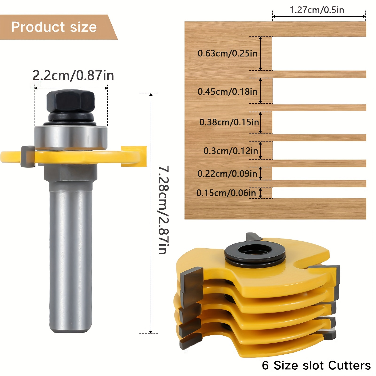 shank 3 wing slot cutter router bit set 6 sizes adjustable t - Temu Canada