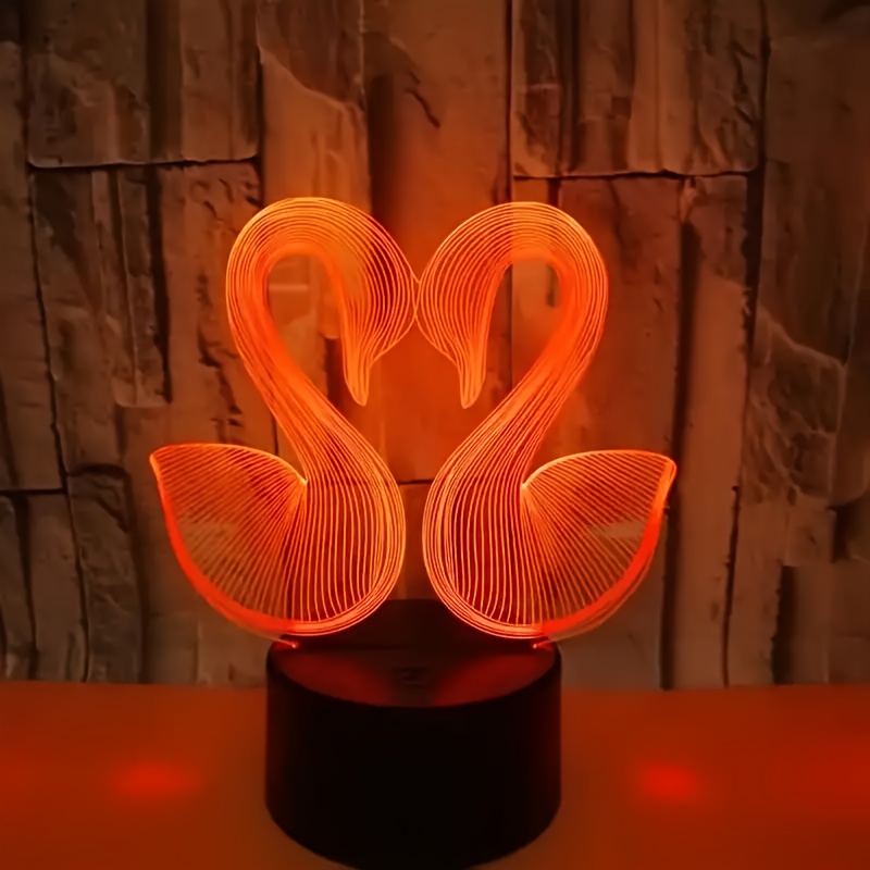 Swan 3d Night Light 3d Optical Illusion Lamp Touch Remote - Temu Canada