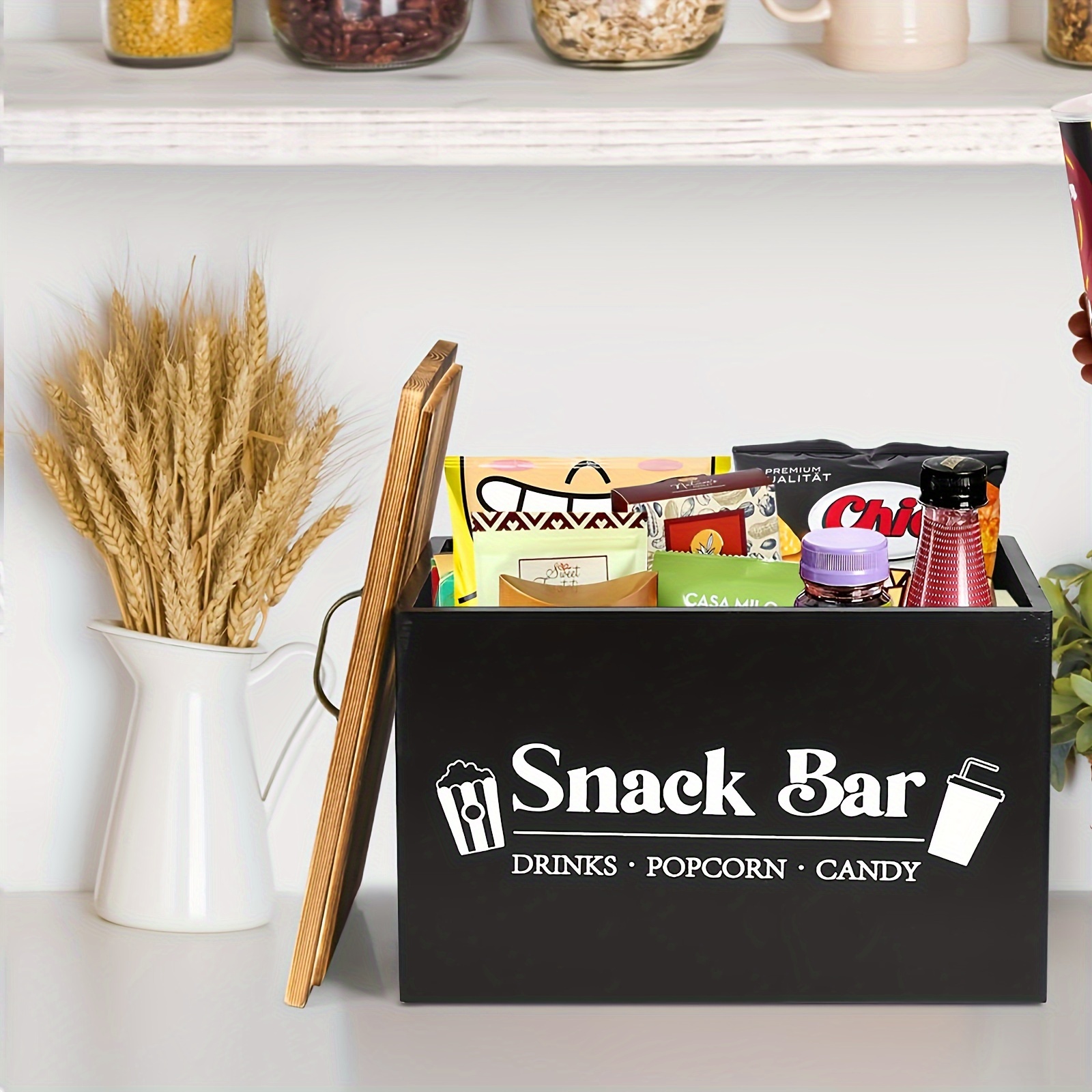 Snack Organizer Countertop Wood Snack Storage Bins Basket - Temu