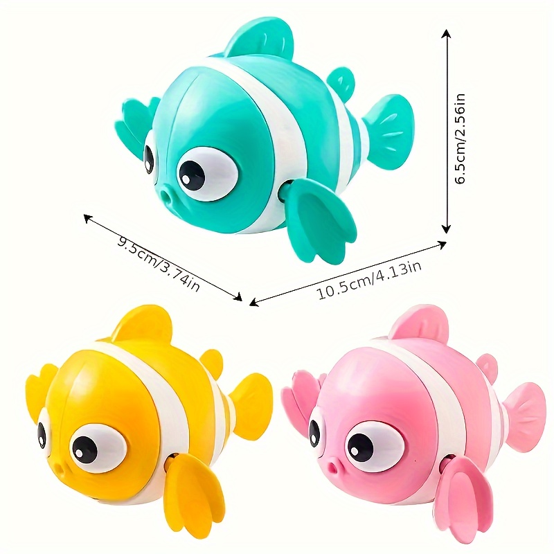 Wind-up Swimming Clownfish Bath Toy For Kids - Durable Plastic Water ...