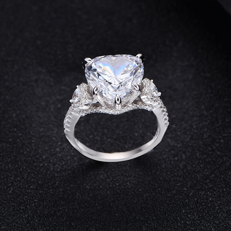 Exquisite Heart Shaped Cubic Zirconia Ring S925 Silver Ring - Temu Portugal
