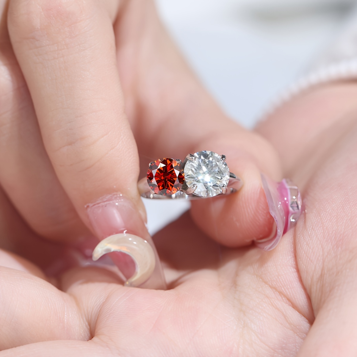 925 Sterling Silver Hypoallergenic Colorful Double - Temu United Kingdom