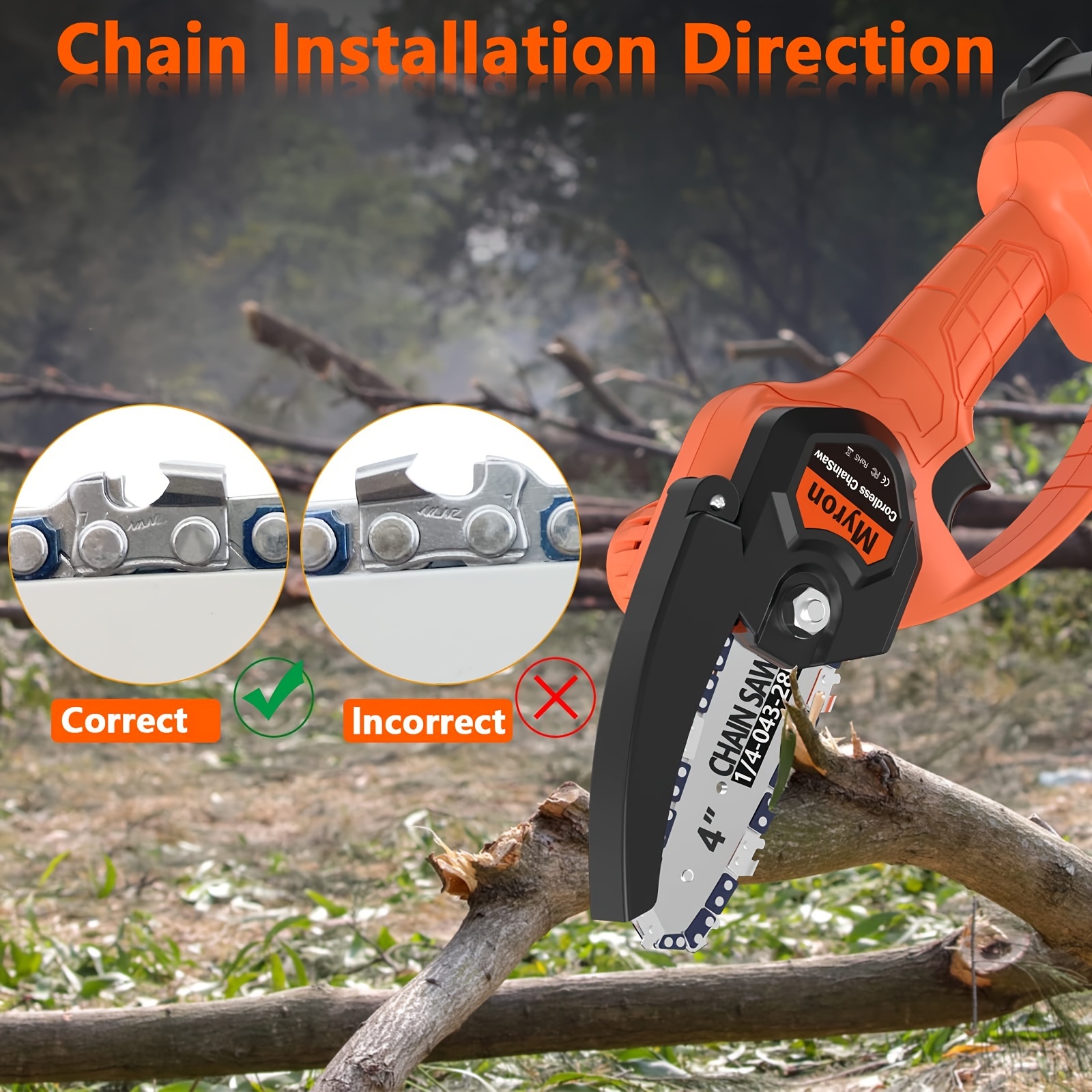 Mini Chainsaw Cordless, 6&4 Inch Battery Powered Chain Saw With 2 ...