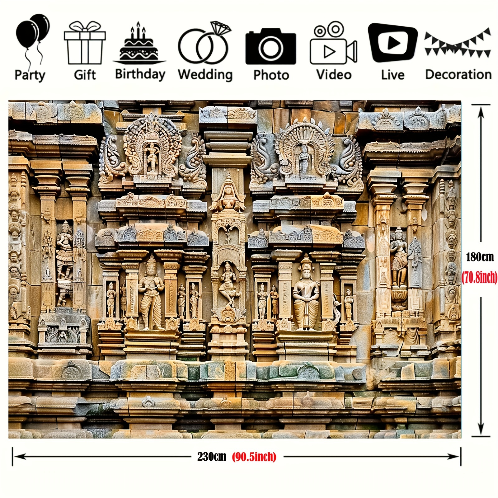 Versatile Hindu Temple Backdrop: 51x59inch/70.8x90.5inch, Suitable For ...