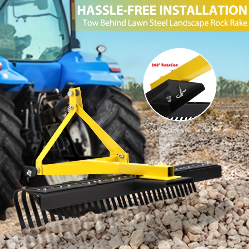 Heavy Duty Landscape Rock Rake 3 Point Attach Rake 360 - Temu