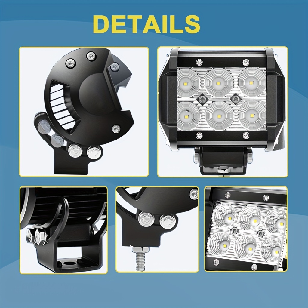 Led Light Bar Spotlights Motor Vehicles Flood Beam Auxiliary - Temu