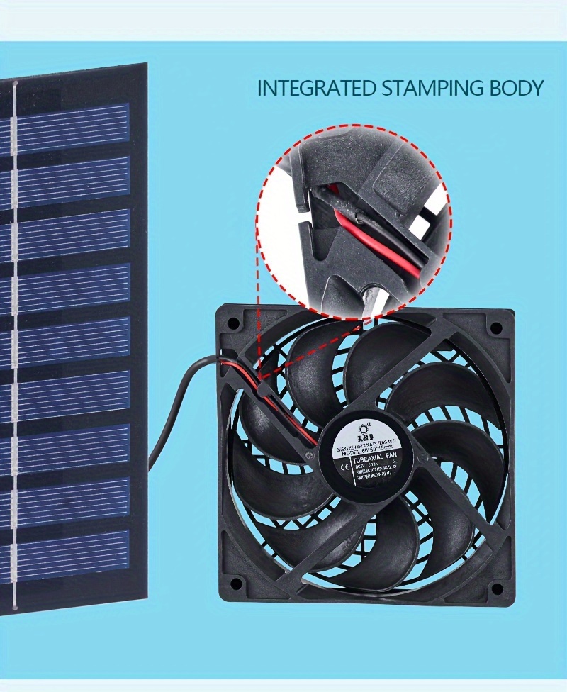 1 Set Solar Power Fan, Pet House Exhaust Fan, Long Male And Female Wire ...