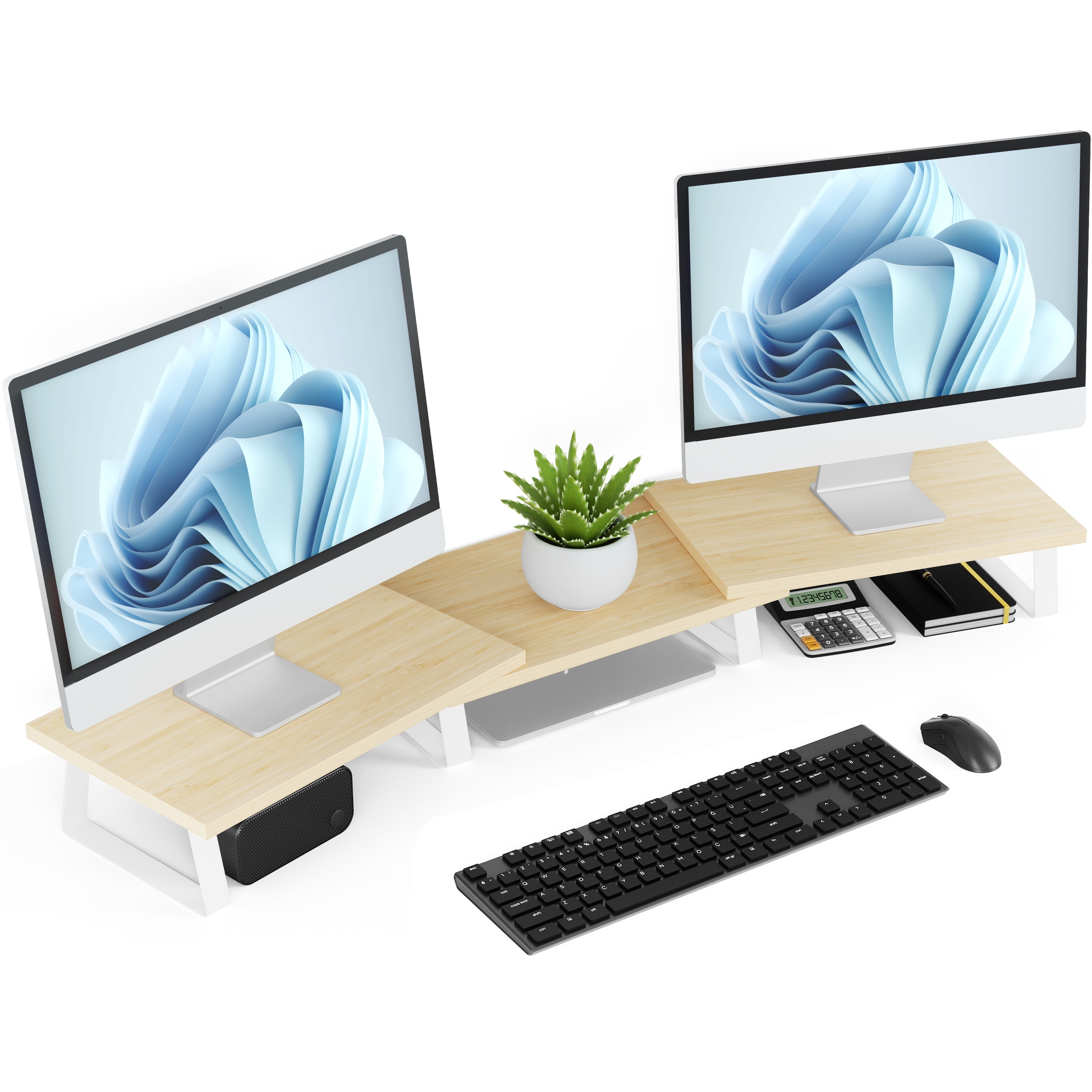 Large Dual Monitor Stand - Computer Monitor Stand, Desk Shelf For ...