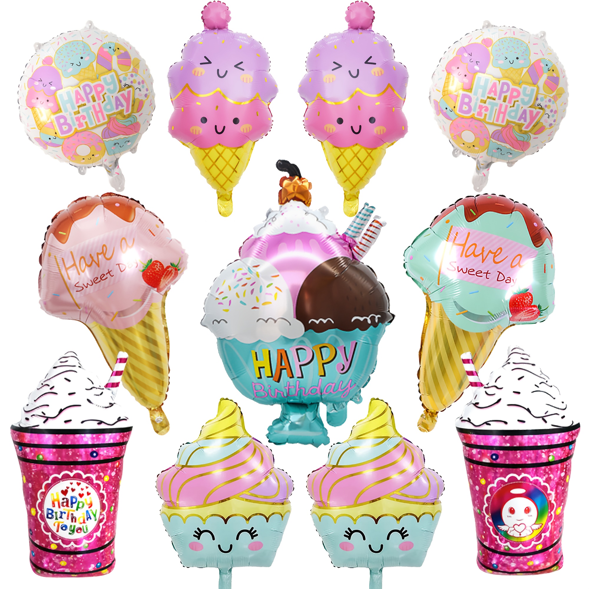 Giant Ice Cream Balloons - 31 Inch, 11 Pcs Set | Waffle Cone Ice Cream ...