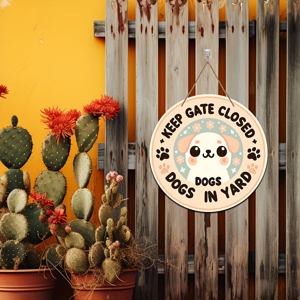 Cute Dog Wooden Hanging Sign Keep Gate Closed Dogs In Yard - Temu Canada