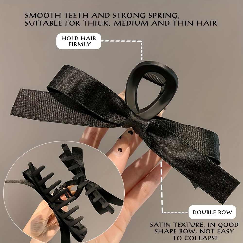 Solid Color Bowknot Decorative Hair Grab Clips Elegant Non - Temu ...