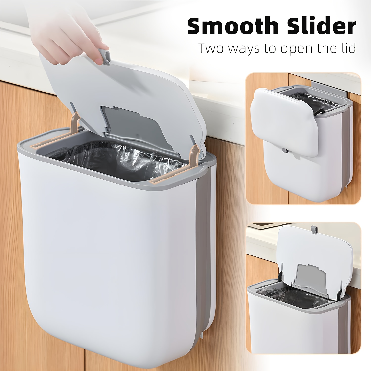 TEMU Bitowo 10l White Hanging Food Waste Bin With Spinning Lid & D ...