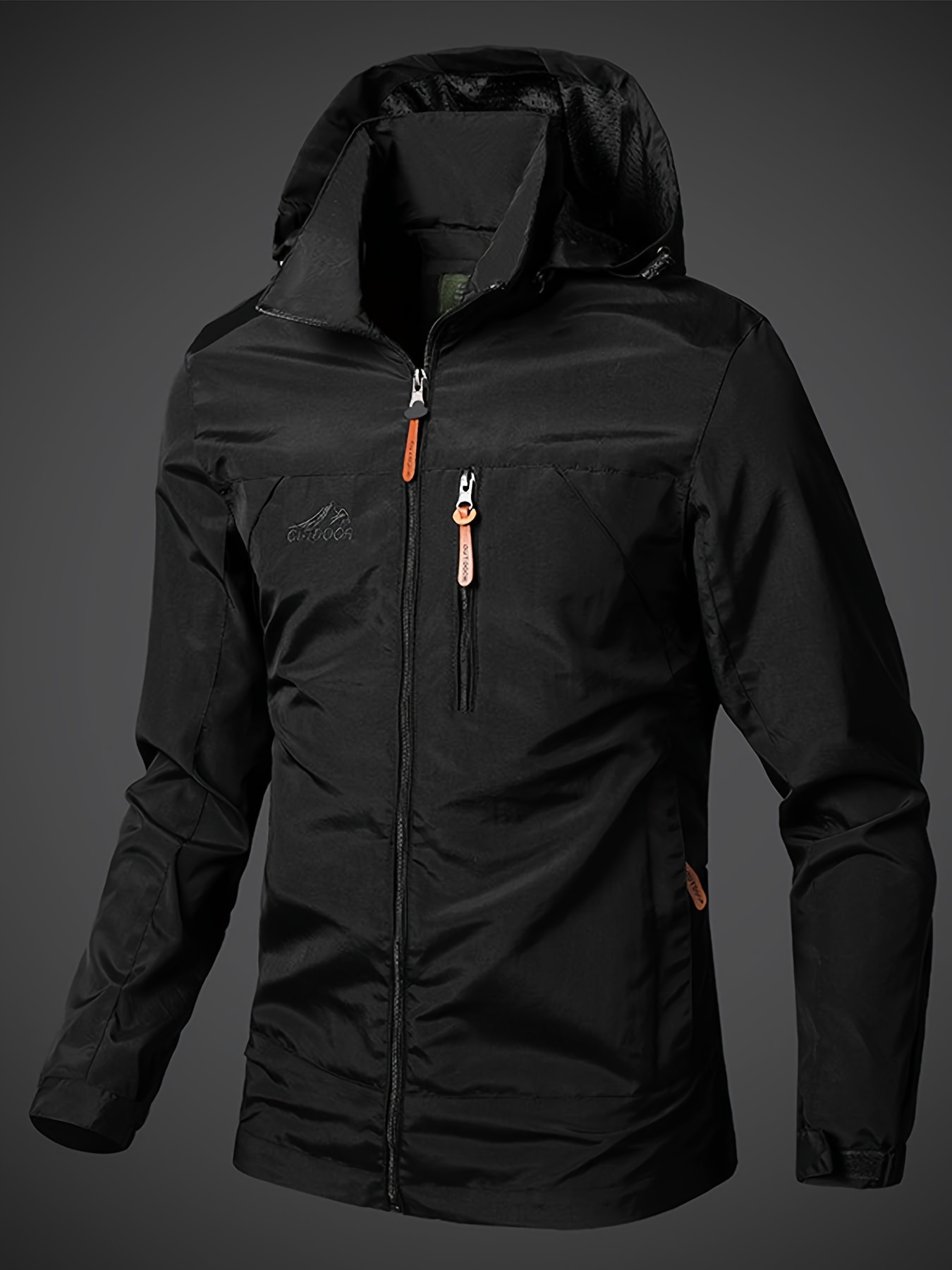 Men's Casual Hooded Windbreaker Jacket Chic Zipper Pocket - Temu Portugal