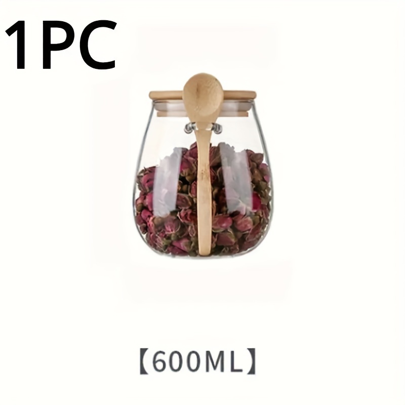 Elegant Glass Storage Jar Spoon Airtight Lid - Temu South Africa