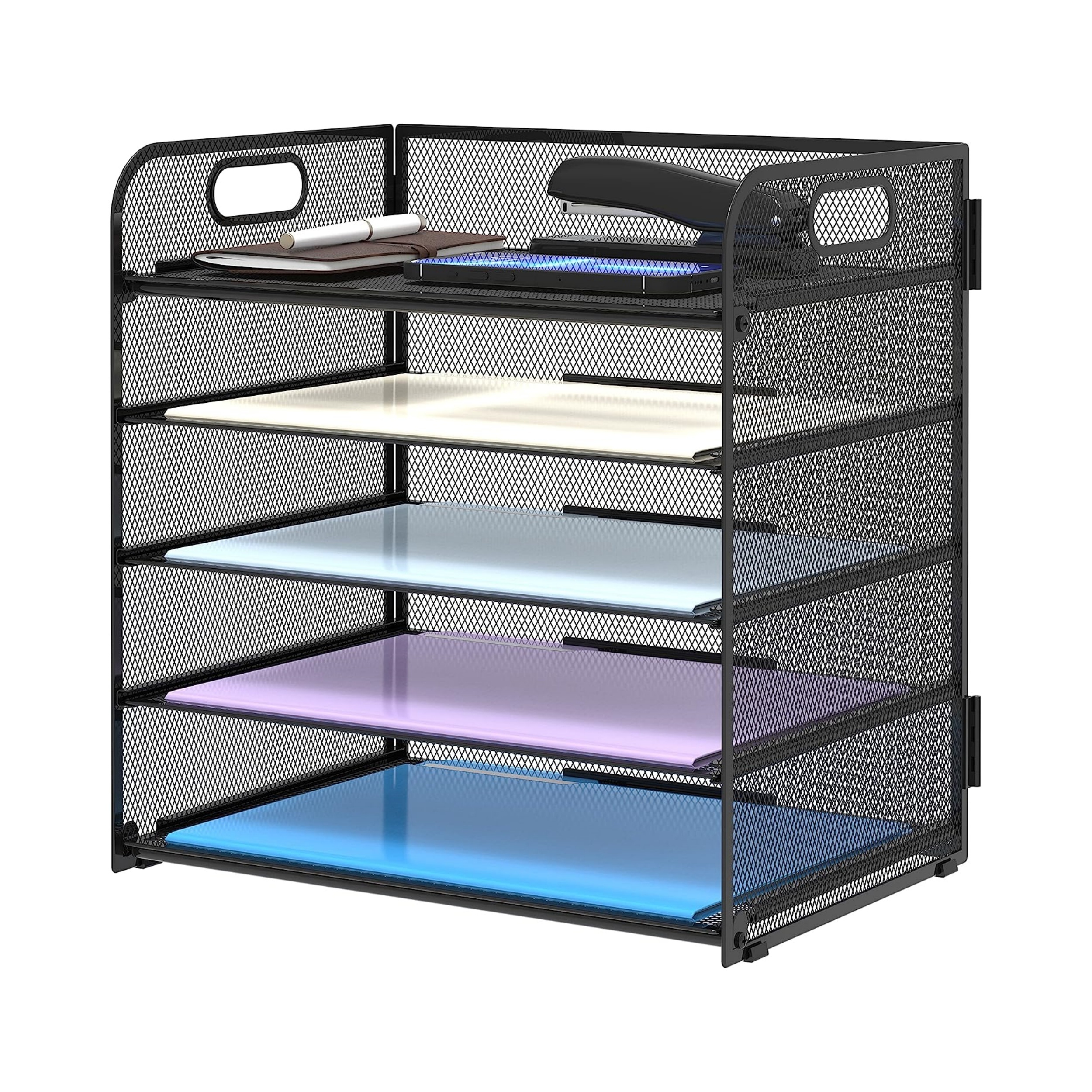 5-tier Desk Storage Box With Handle, Grid Paper/file Organizer, Office ...