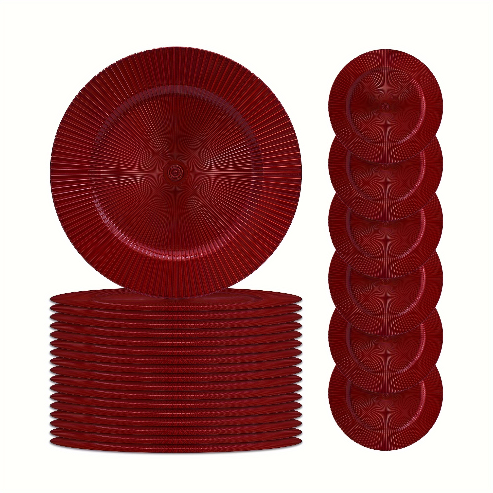 Red Ray Charger Plates Elegant Tableware Decor Round Plastic - Temu New ...