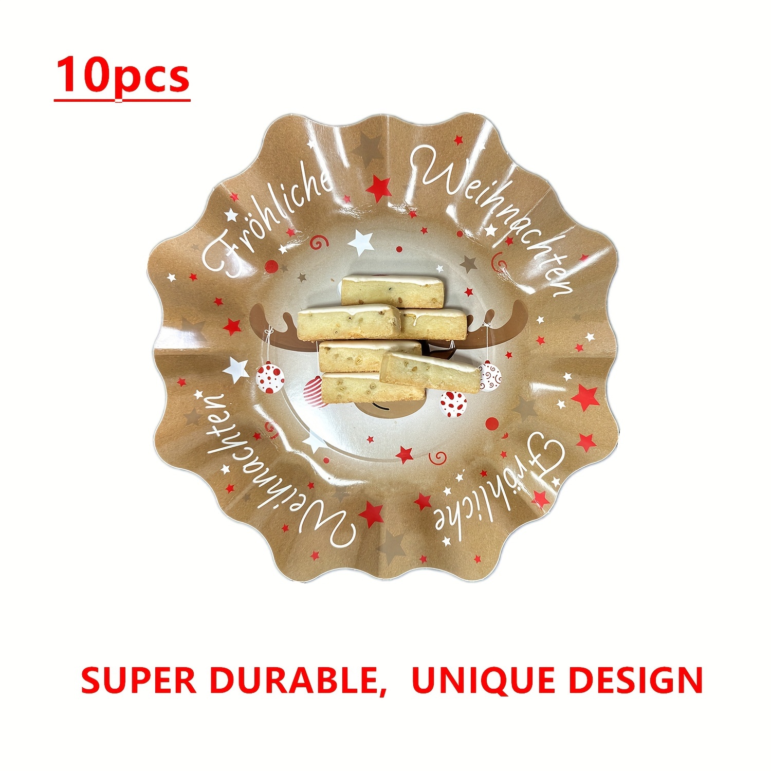 festive christmas paper plates octagonal multicolor dessert - Temu