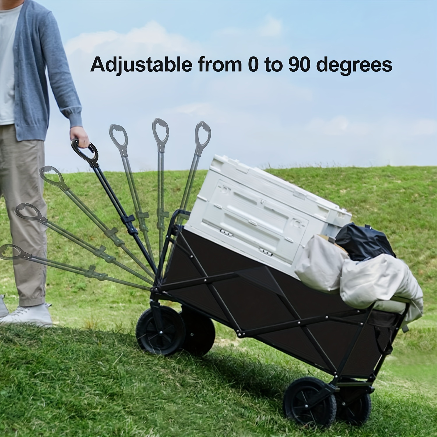 Heavy Duty Folding Utility Wagon Cart 360° Swivel Front - Temu